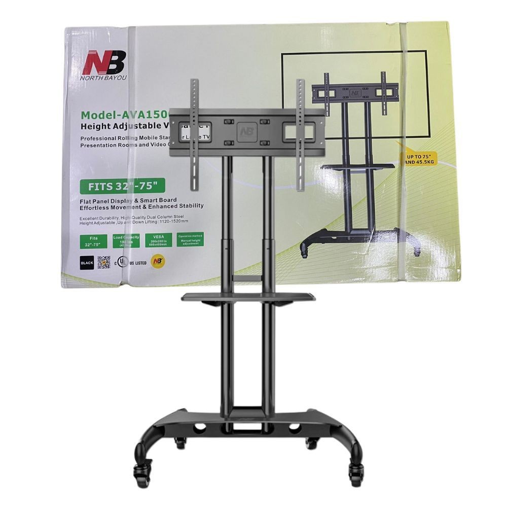 North Bayou AVA1500-60-IP Adjustable Mobile TV Trolley Cart (32"-75 ...