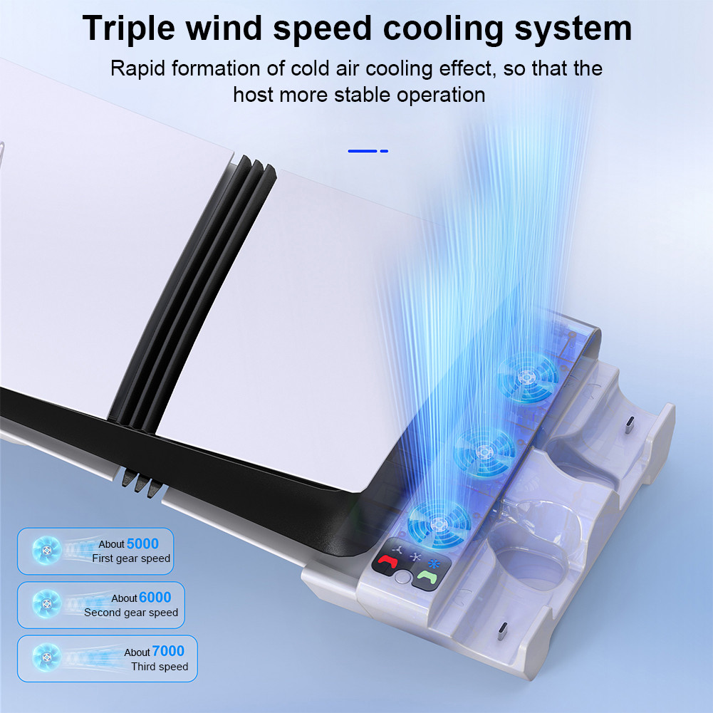 Horizontal Stand and Cooling Station for PS5 Slim/PS5 Pro Disc/Digital ...