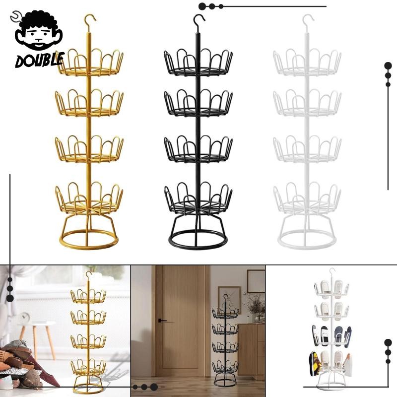 [ Revolving Shoe Rack 4 Tier Iron Shoe Tree Rack for Dorm Balcony ...