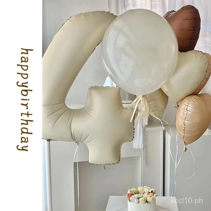 ins40Caramel Color Cream Color Number Balloons Aluminum Film Outdoor ...
