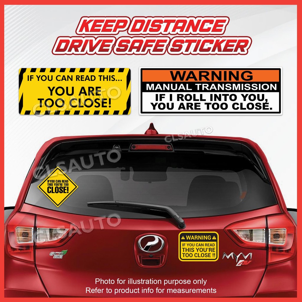 Drive Safe Keep Distance Car Sticker Caution [Multiple Designs] Pelekat ...