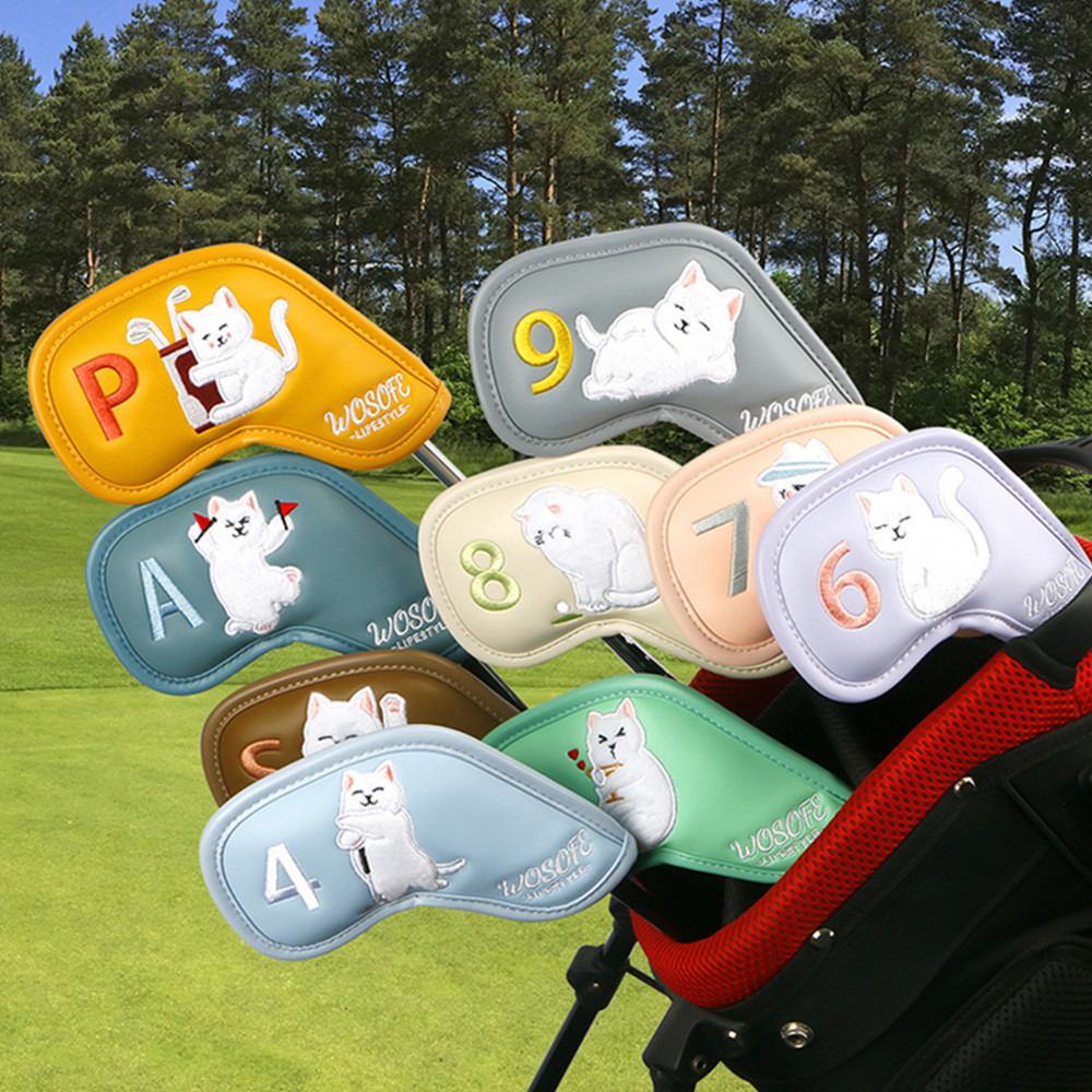 ** 9pcs Set golf Iron Cover Cute Cat Pattern golf Club Cap Cover Mixed ...