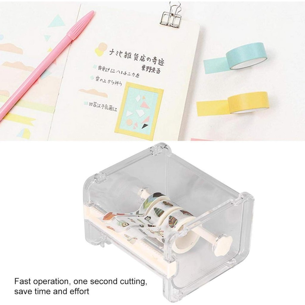 Tape Cutter, Transparent Washi Adhesive Tape Dispenser 2 in 1 Office ...