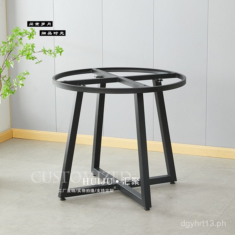 W7Fixed Iron Art Round Table Frame Marble Rock Slab Dining Table Legs ...