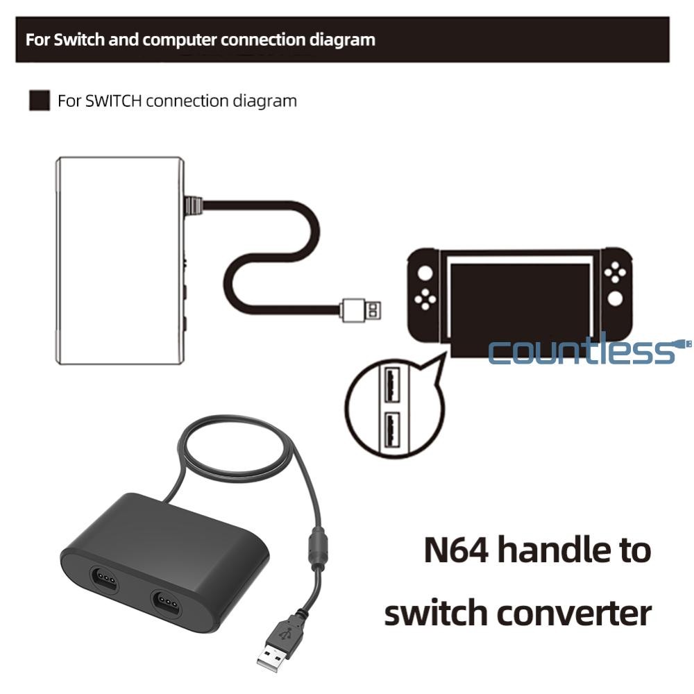 N64 Controller Adapter 2 Ports N64 Adapter Plug and Play for Switch ...