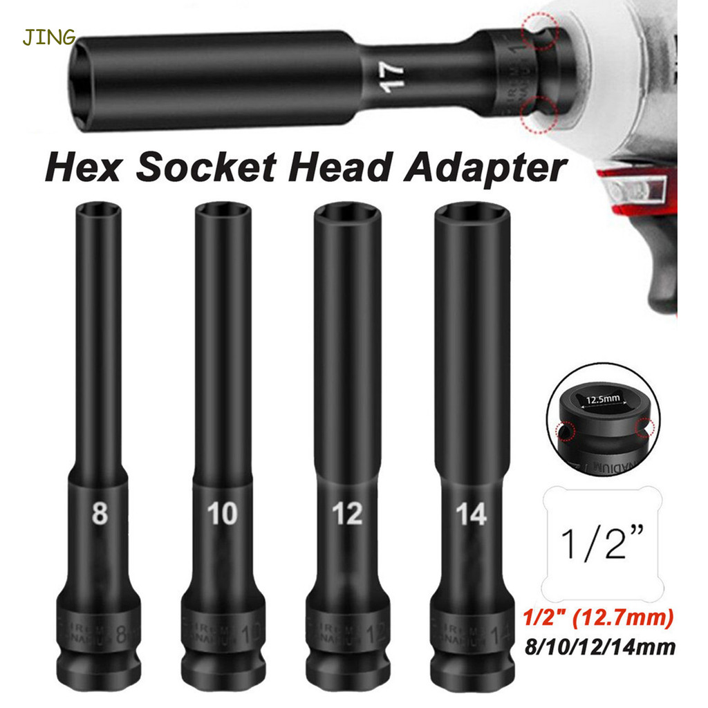 8mm/10mm/12mm 1/2 Drive Long Deep Hex Socket Impact Wrench Head Spanner ...