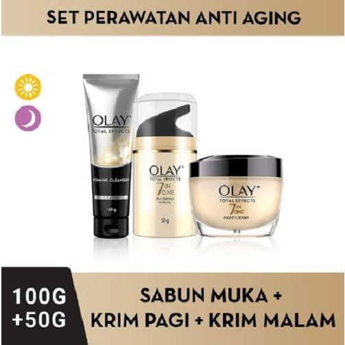 Olay Total Effects Anti Aging Treatment Set (50gr Morning Cream + Night ...