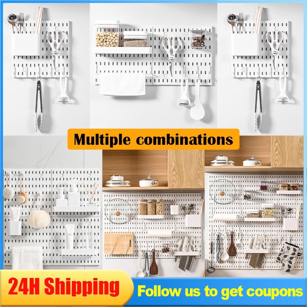 Wall Shelf Pegboard Dish Rack Kit Home Decor Hanging Shelf Decoration ...