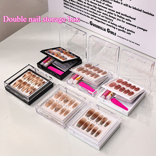 Double Layer Nail Display Case acrylic fake nail polish organizer Press ...