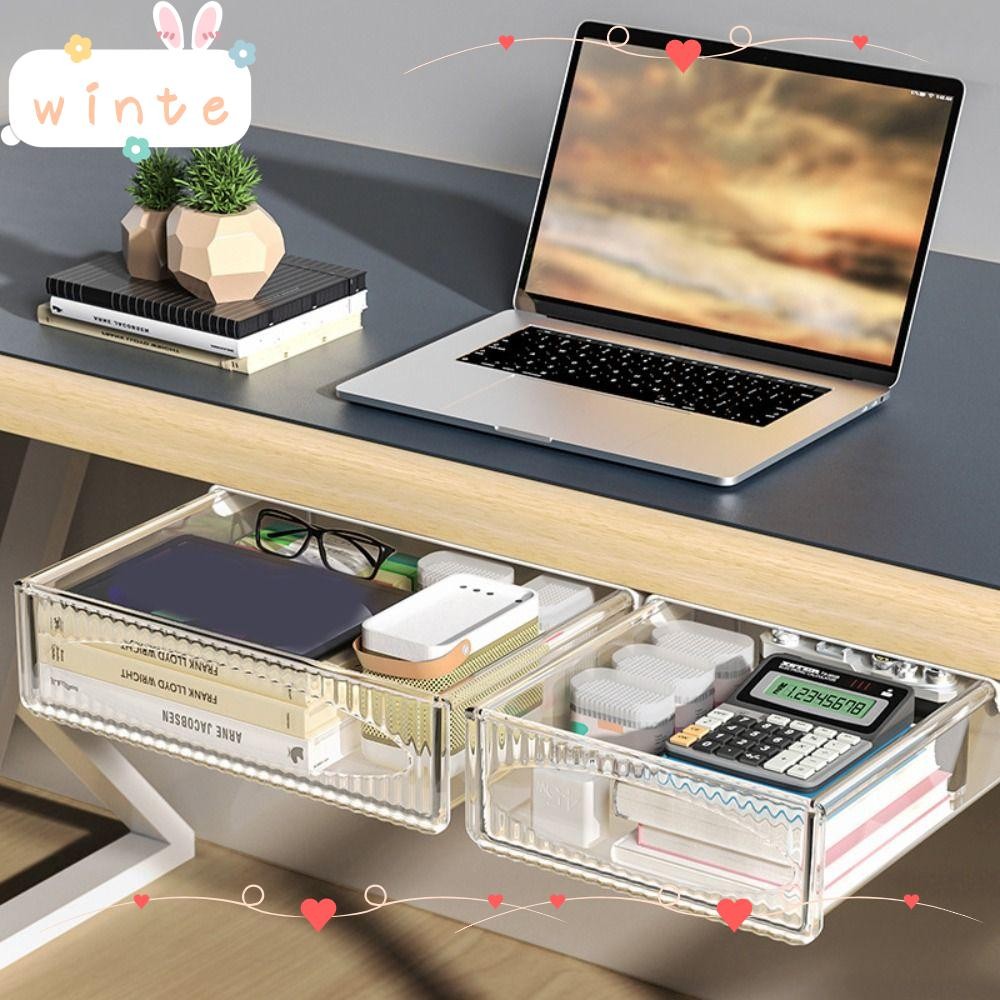 WINTE Undertable Drawer, Invisible Storage Pull Out Storage Box Table ...