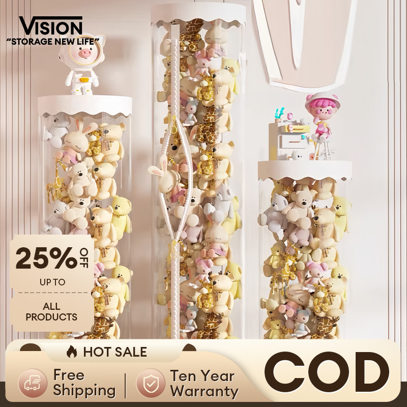 VISION Stuffed Toy Organizer Transparent Doll Storage Bucket Storage ...