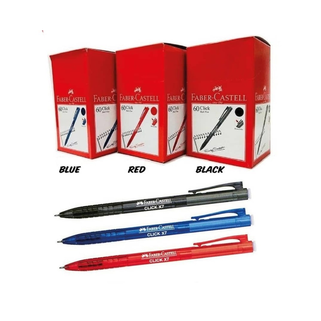 Faber-Castell Click X 7 (0.7 mm) Ball Pen Retractable - Black / Blue ...