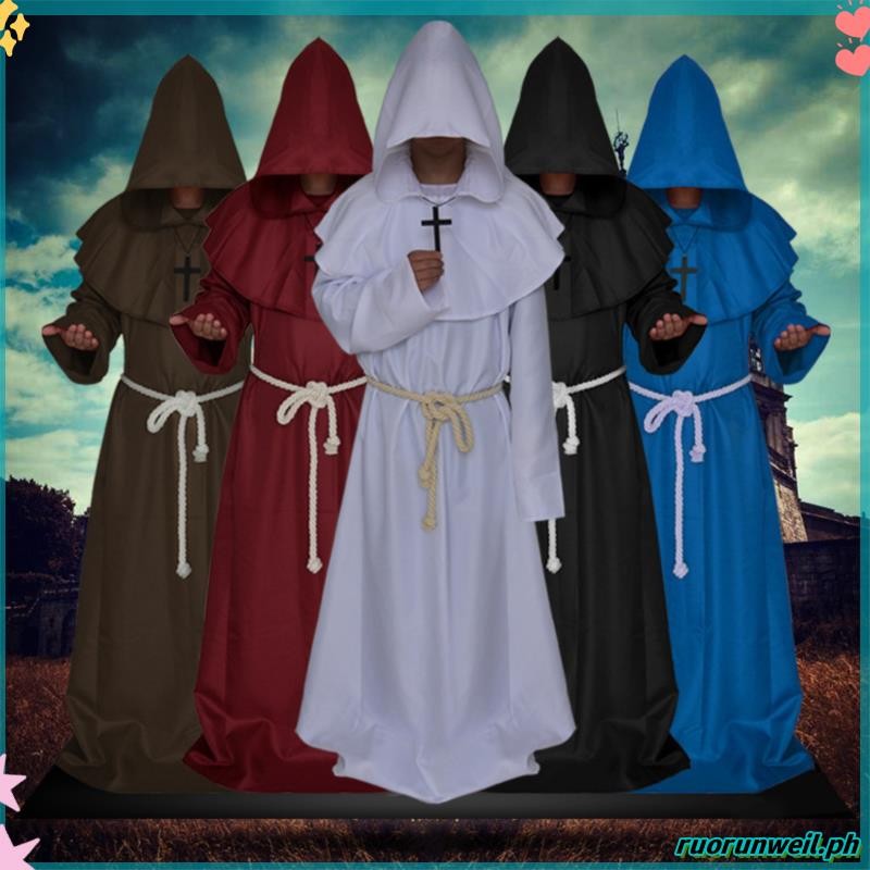 Adult Man Wizard Costume Medieval Monk Friar Robe Christian Priest ...