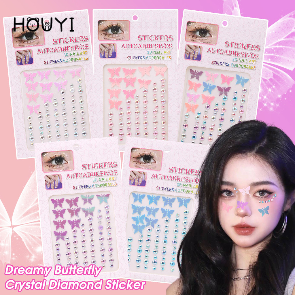 Stars Shapes Colorful DIY Diamond Face Sticker - Aurora Effect ...