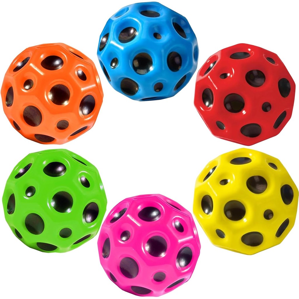 6 Pack Moon Space Balls for Kids, High Bouncing Balls, Bouncy Balls ...