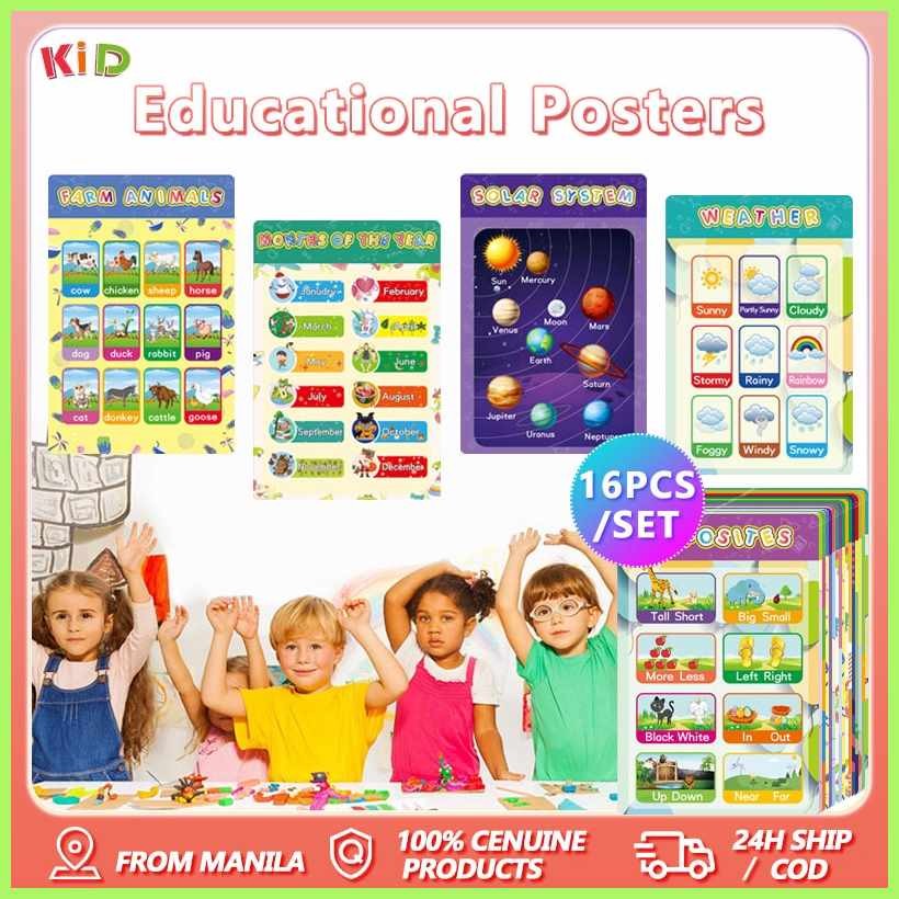 16PCS+Rs)Educational]L;Preschool[iR,Posters eO+dX+Cg+KD+st+Charts for ...