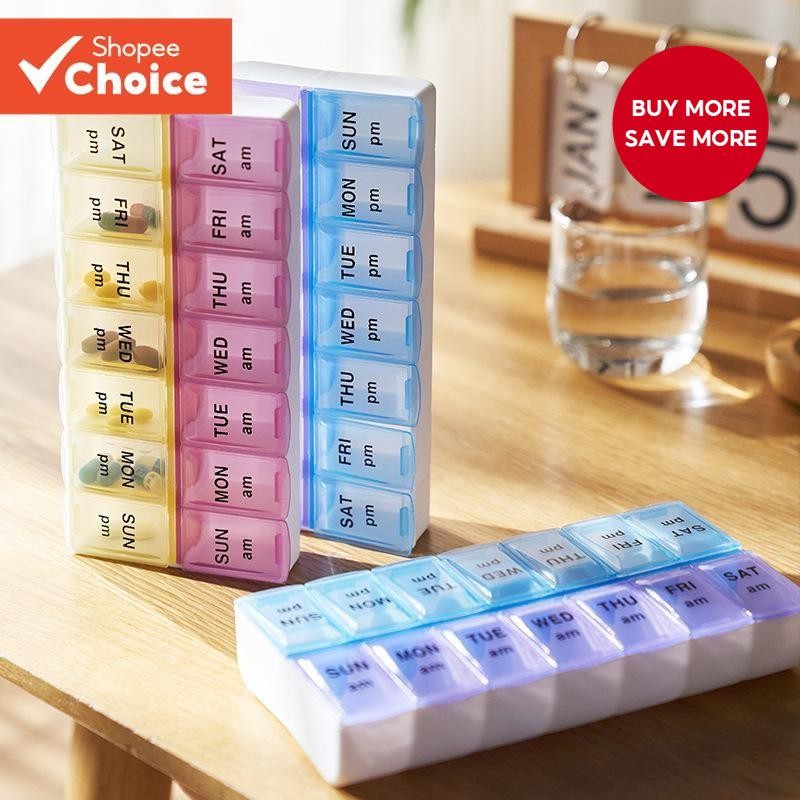 Sub-packing Large-Capacity Fourteen Compartments One Week Pill Box ...
