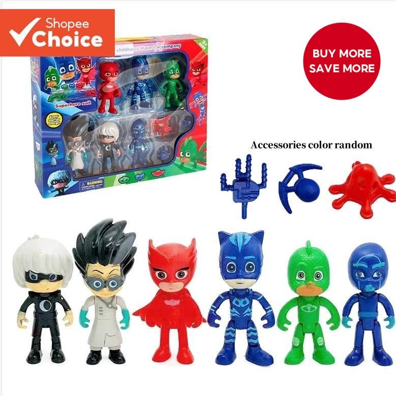 PJ Night Heroes Figure Set Toy Masks , 6 Action Figures and 3 ...