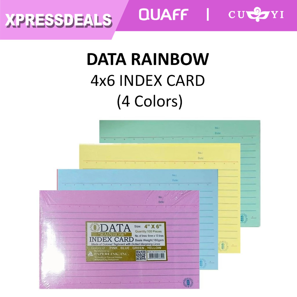 DATA Rainbow 4x6 Size 160gsm Index Card 100 pcs/Pack | XPD | Shopee ...
