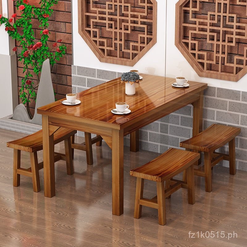 Combination Carbonized Table and Chair Set for Canteen Restaurant Table ...