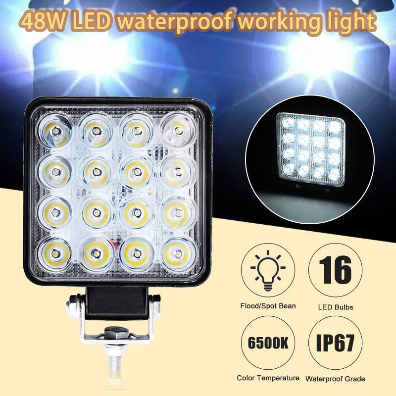 LED Work Light 48W Super Bright Waterproof Off-Road Light for Four ...