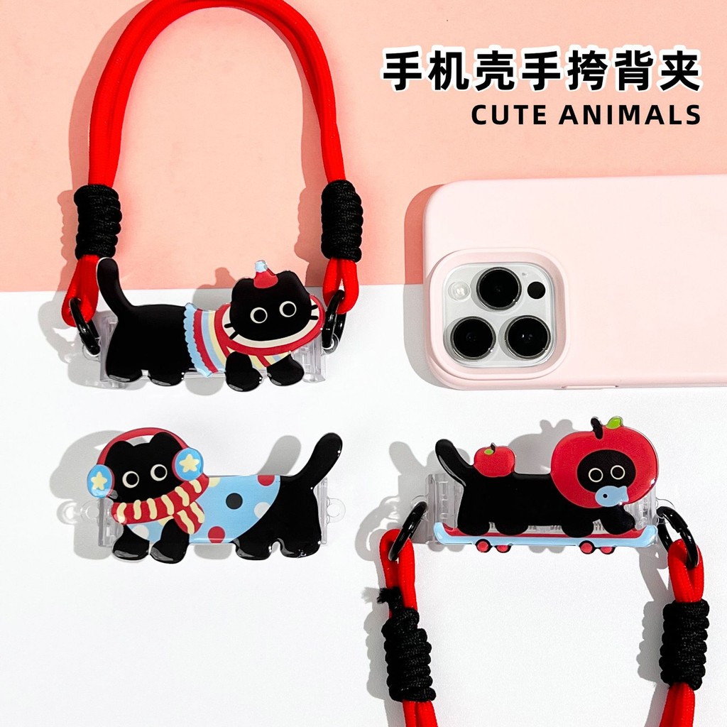 2025 Cartoon Mobile Phone Back Clip Cute Black Cat Epoxy Acrylic Mobile ...