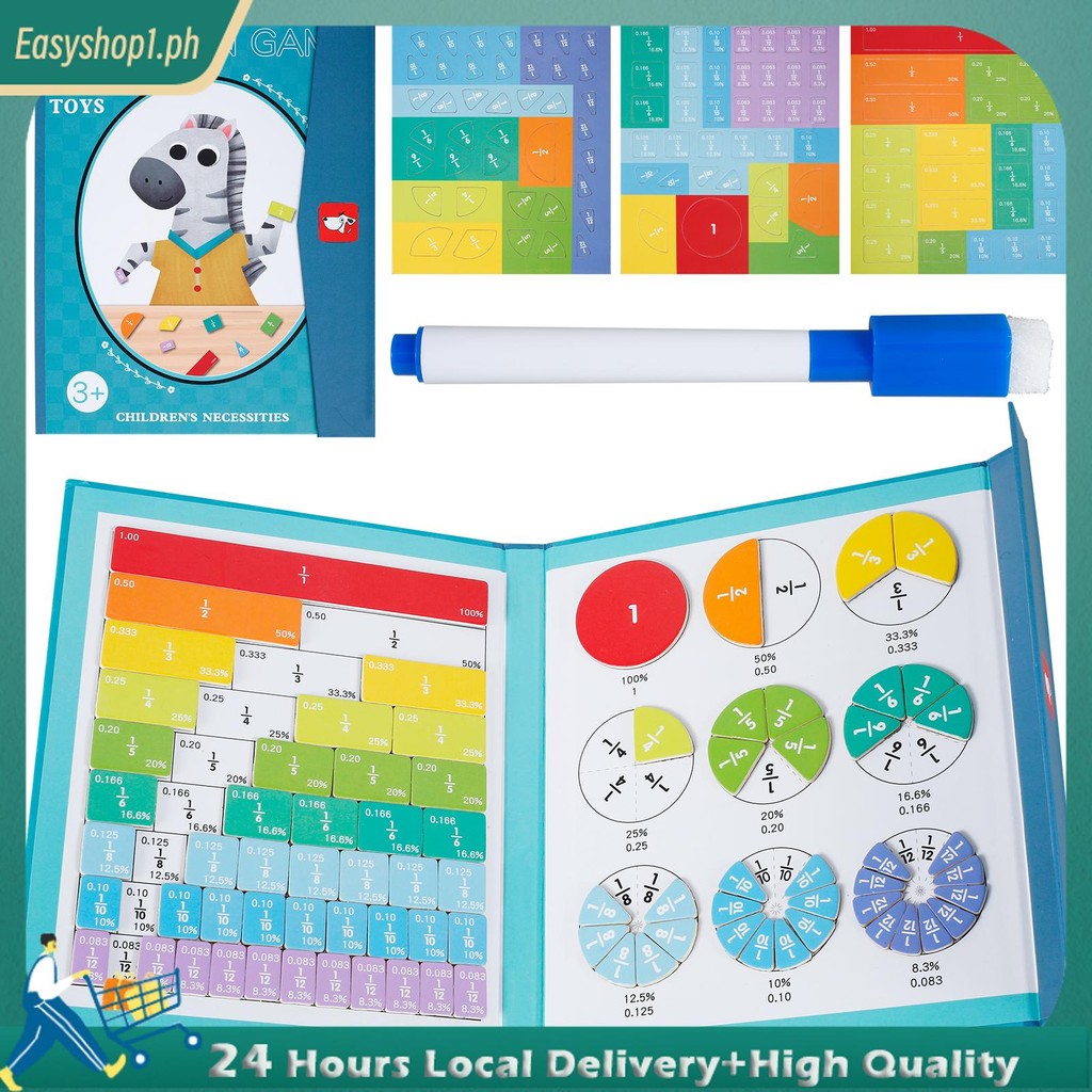 Fraction Tiles and Fraction Circles Set with Pen Board Math Fraction ...