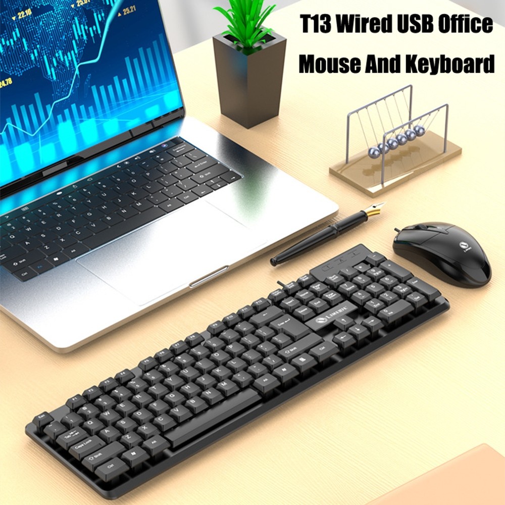 T13 Wired 104 Keys Office Computer PC Desktop Keyboard Mouse Combo ...
