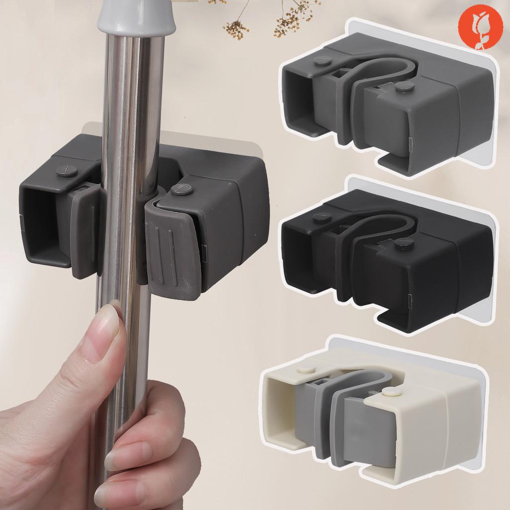 Durable Plastic Mop Rack Heavy Duty Wall Mounted Bathroom Storage Shelf ...