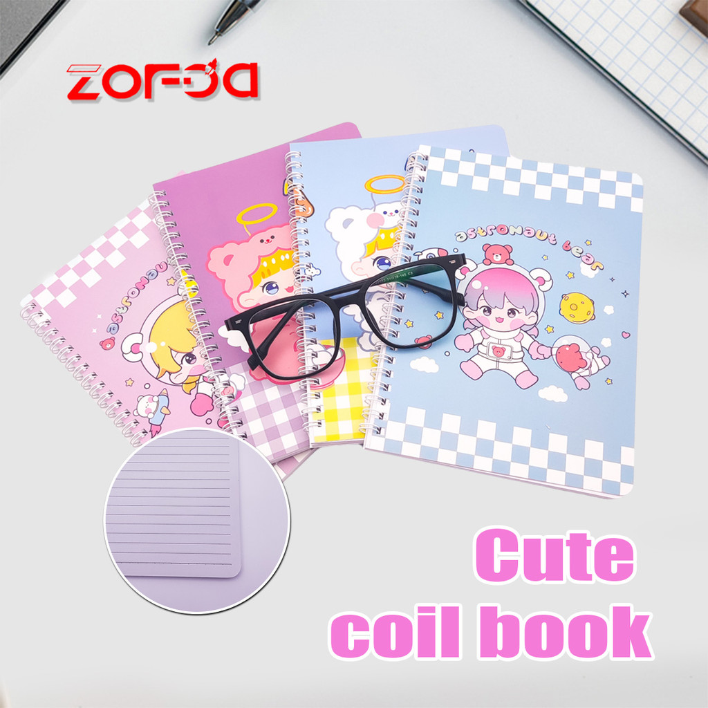 4Pcs A5 Coil Notebook With 120 Pages Cartoon Spiral Writing Cute Book ...