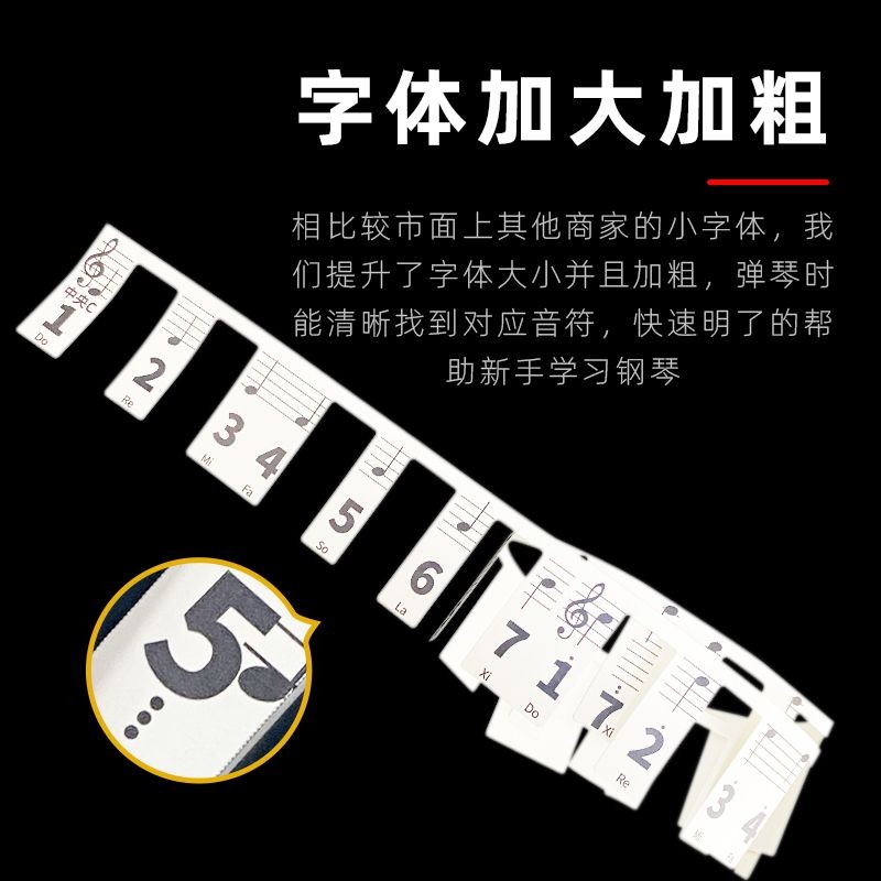 PVC Piano Note Strips Beginner Note Card Strips Electric Piano 88-Key ...