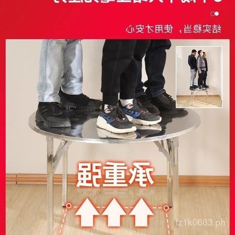 Table Large Stall Round Table Stainless Steel Folding Table Rural ...