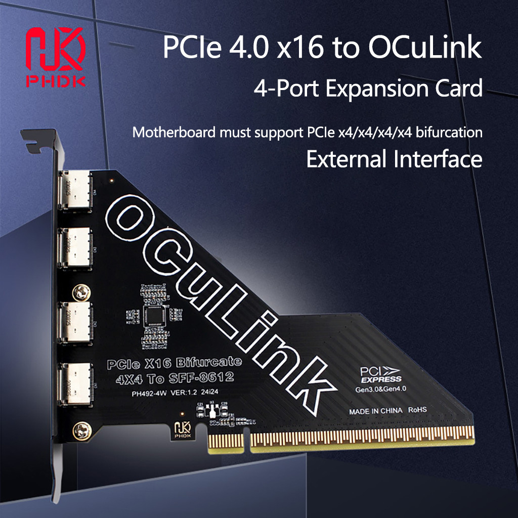 PCIe X16 To SFF 8611&8612 Adapter Card PCIe 4.0 X4 To Oculink Adapter ...