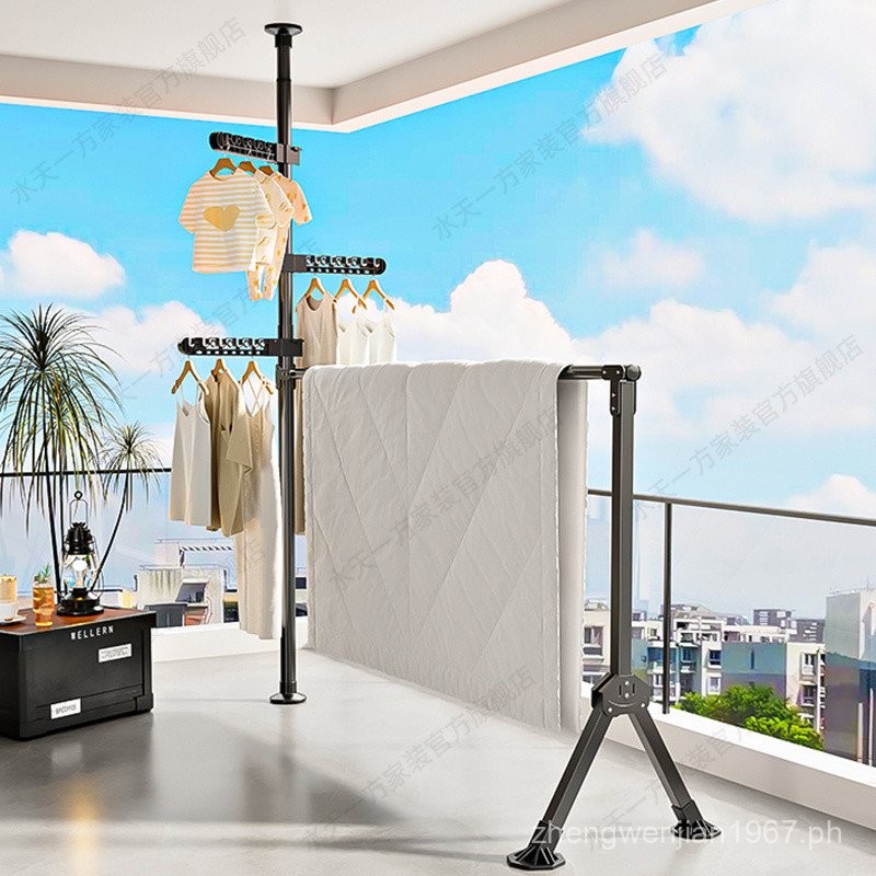 Stainless Steel Overhead Clothes Hanger Rod Foldable Clothes Hanger ...