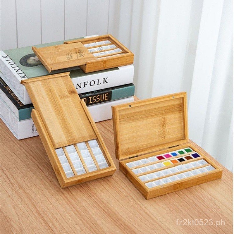 Palette Box Pull-out Style Watercolor Palette Box Bamboo Wooden Box ...