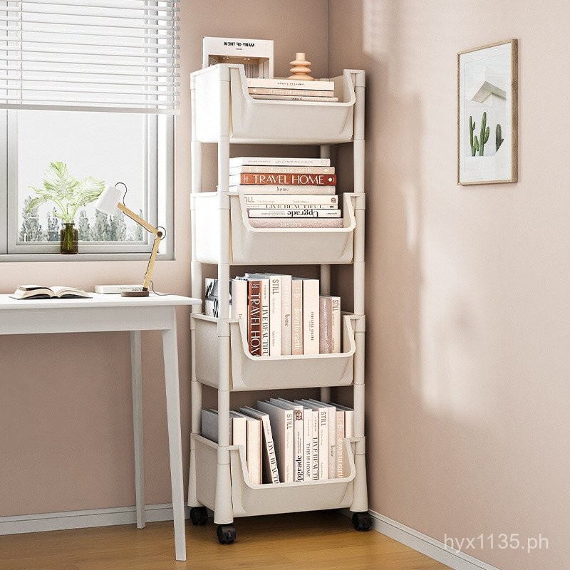 Mobile Trolley Bookshelf Desk Multi-layer Simple Desk Bookcase Home ...
