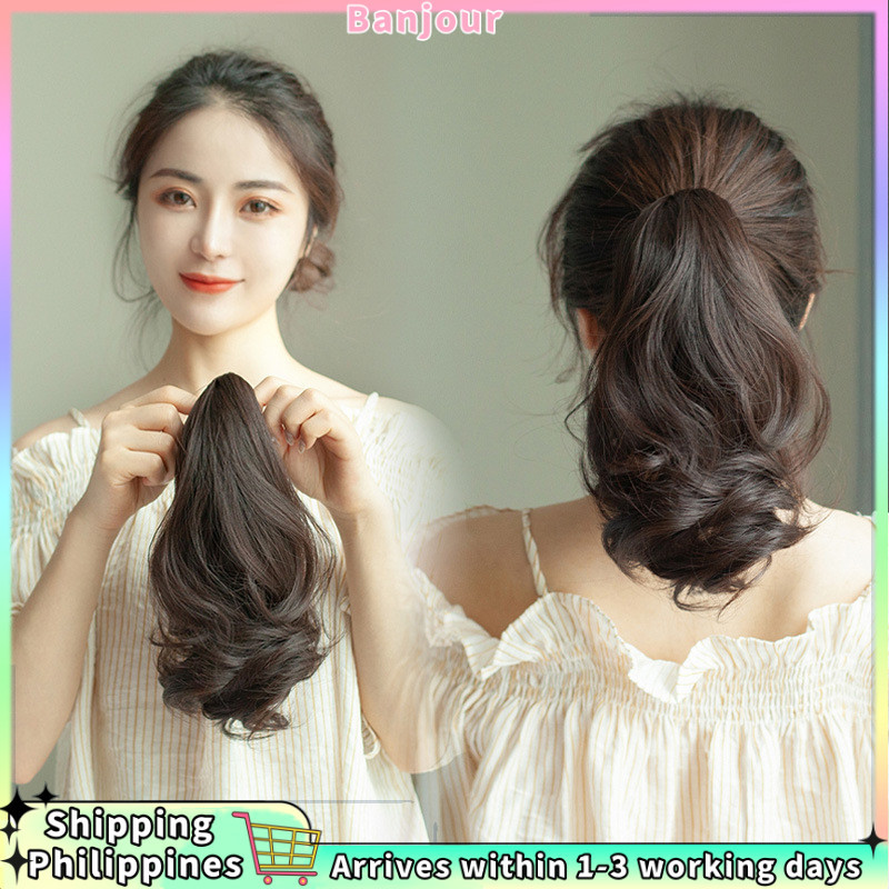 In Stock Natural Fluffy Curly High Ponytail Grab Clip Wig Invisible ...