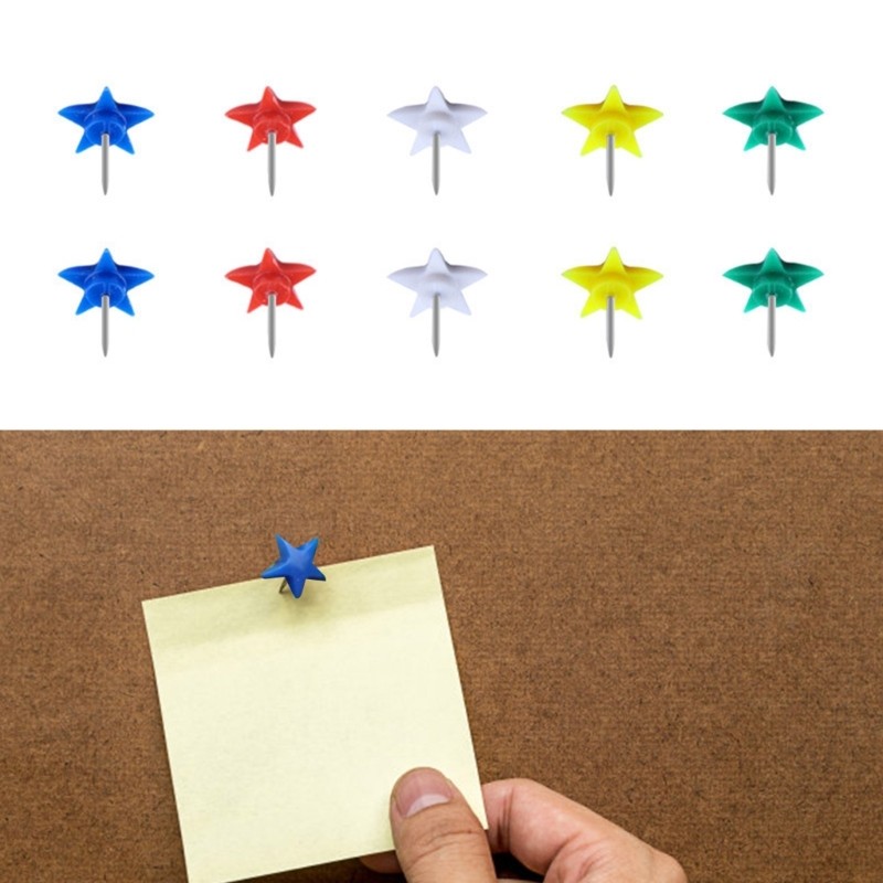 love* 100 Pcs Five Pointed Star Push Pins Decorative Pushpins Message Board Tacks Thumb Tacks ...