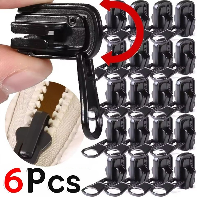 6Pcs Universal Instant Zipper - Double Sided Rotating Rail Zipper Head ...