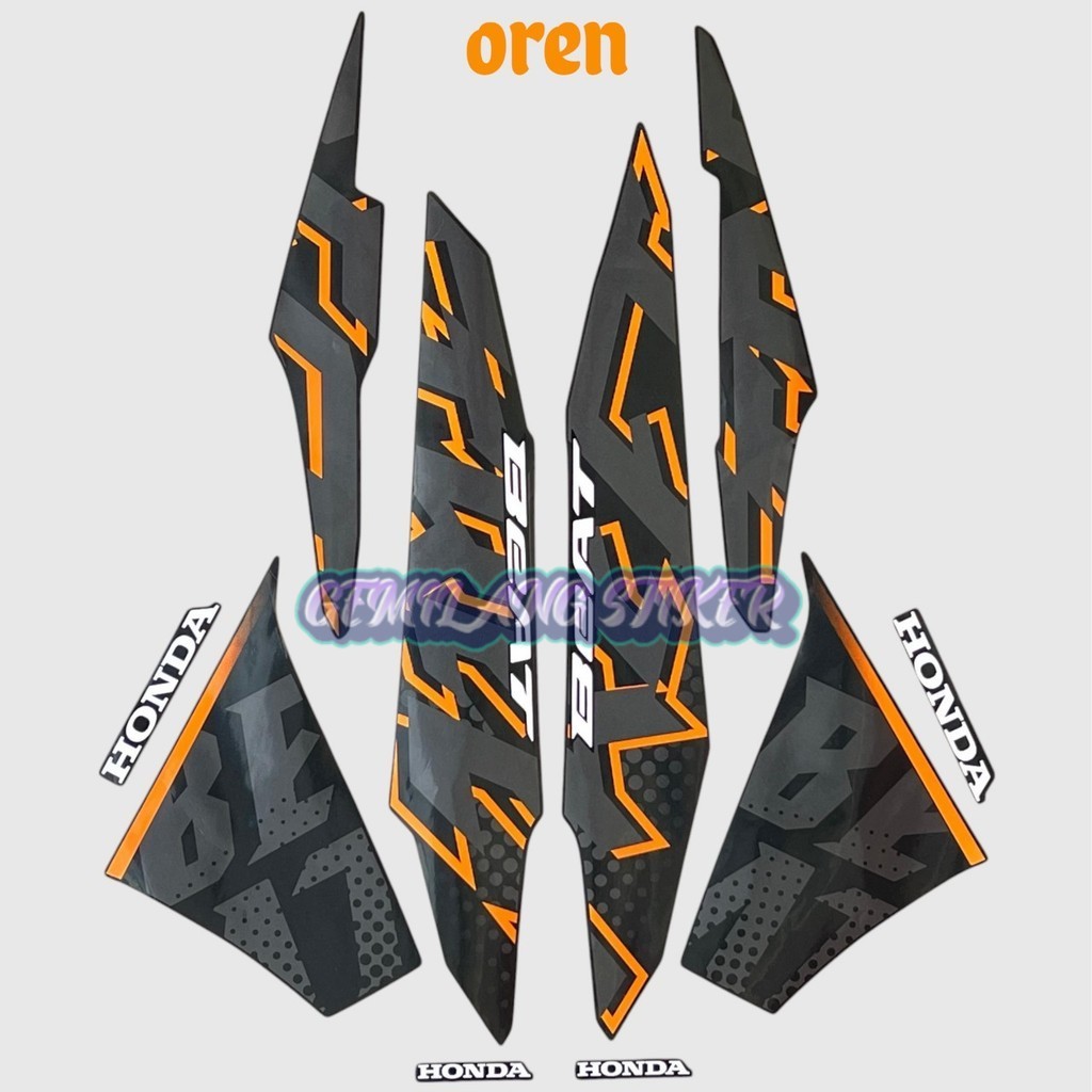 HITAM Striping Sticker Honda Beat Street 2024 2025 full black orange ...