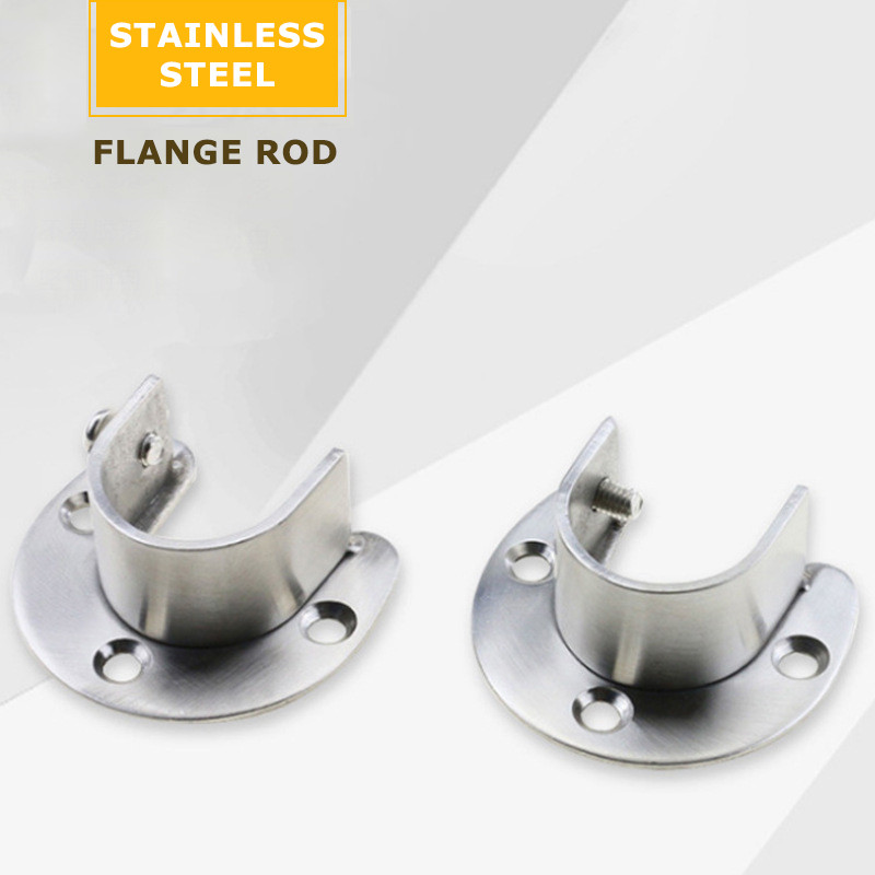 Stainless Steel Wardrobe Rods Bracket Closet Flange Rod End Supports ...