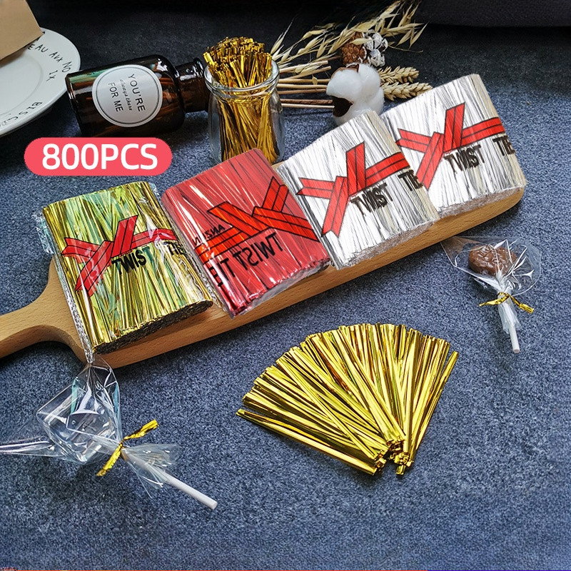 800Pcs Pack Metallic Twist Tie For Bread Cookies Souvenirs Gift ...