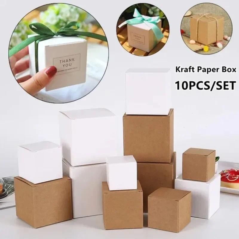 10pcs Kraft Paper Square Box for Electronics Cosmetics Coffee Drip ...