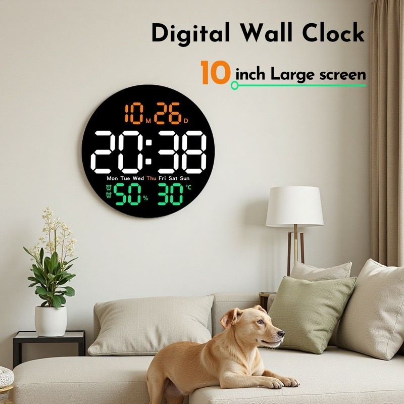 10inch Digital Clock LED Large Screen Display Clock Nordic Wall Clock ...
