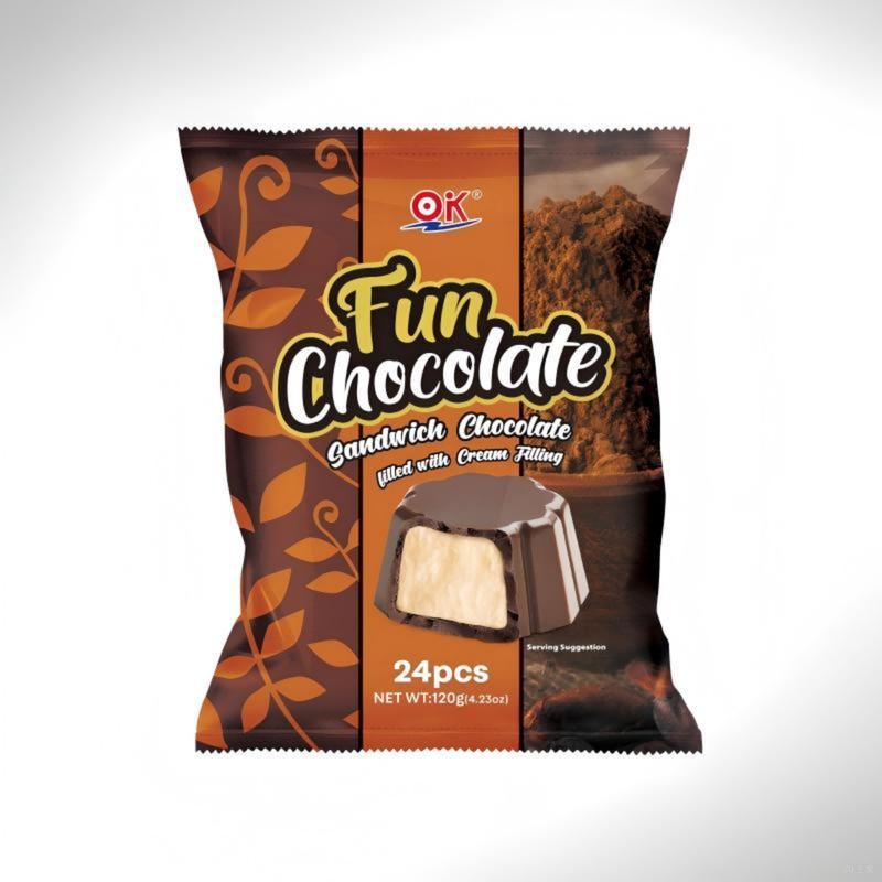 OK CHOCNAKS FUN CHOCOLATE SANDWICH CHOCOLATE 24pcs*5g Snack Dessert ...