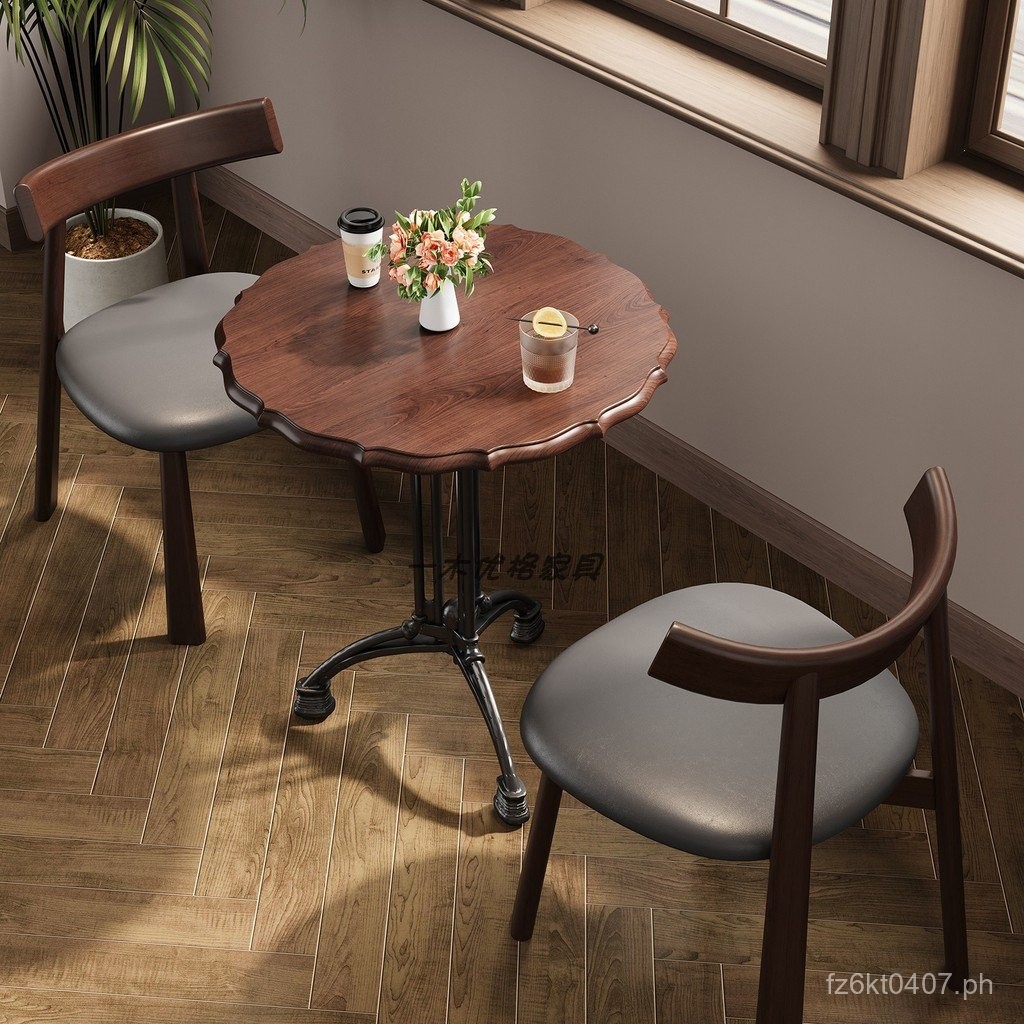 Western Restaurant Vintage Milk Tea Shop Bakery Table Solid Wood Table ...