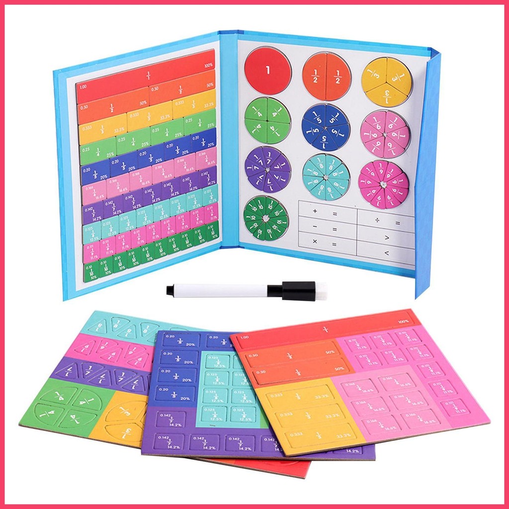 Math Manipulatives Friction Montessori Math Tiles Book Set Fraction ...
