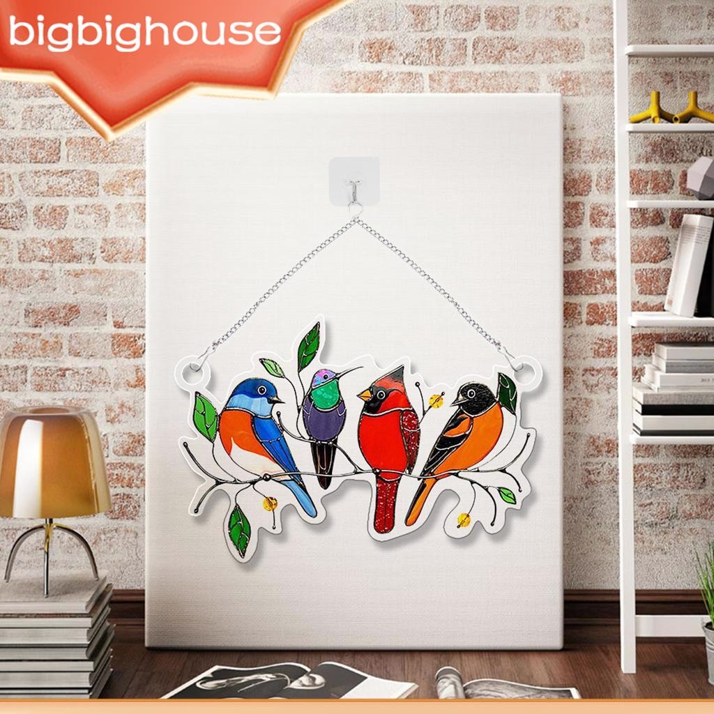 1/2 Colorful Stained Glass Birds Window Panel Hanging | Shopee Philippines