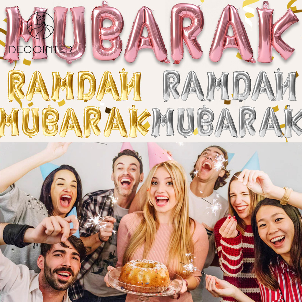 Beautiful Ramadan Mubarak Letter Foil Balloon Set - Muslim Islamic Eid ...