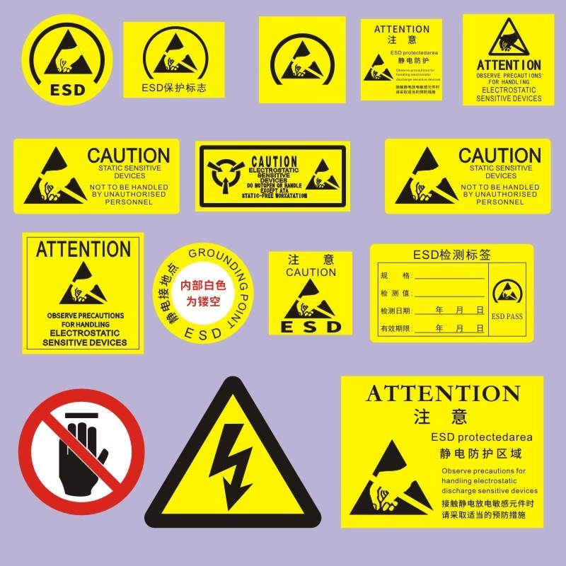 Anti-Static ESD Protective No Touching ATTENTION Beware of Electric ...